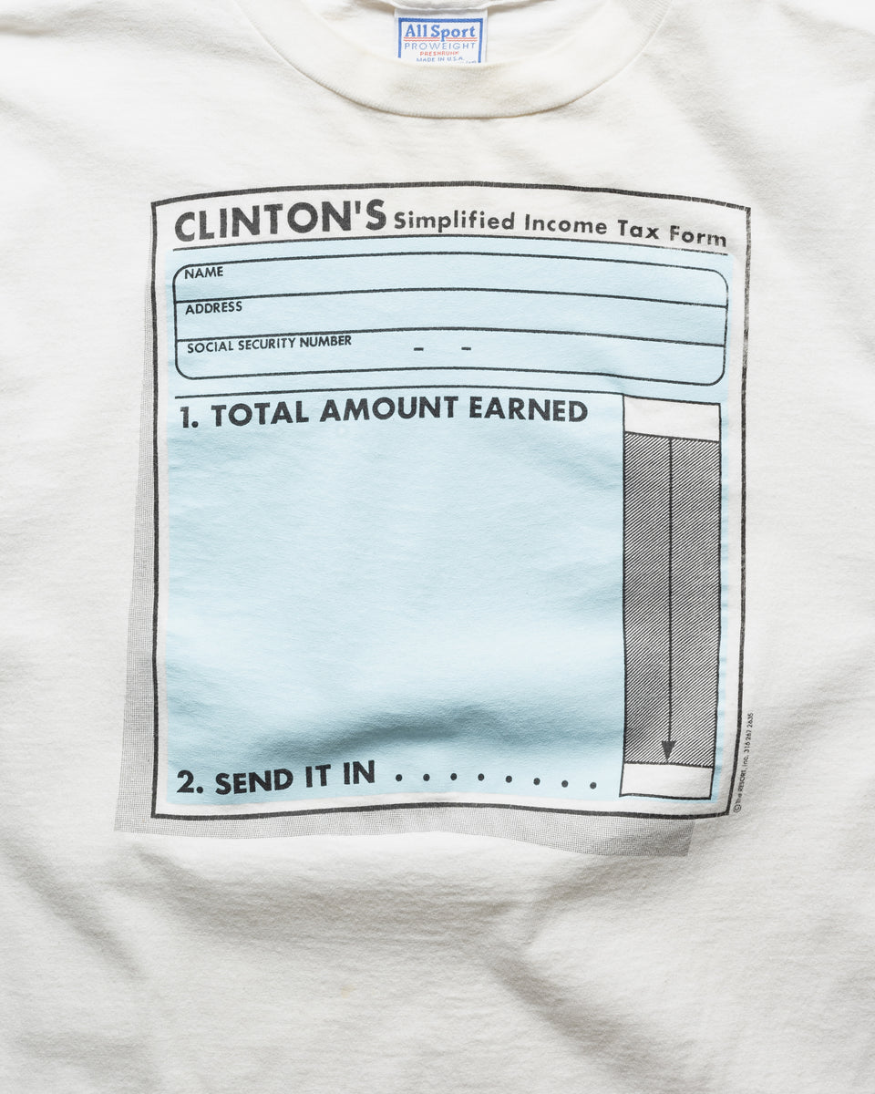 VINTAGE 1990S 'CLINTON'S SIMPLIED INCOME TAX FORM' TEE – UNSOUND RAGS
