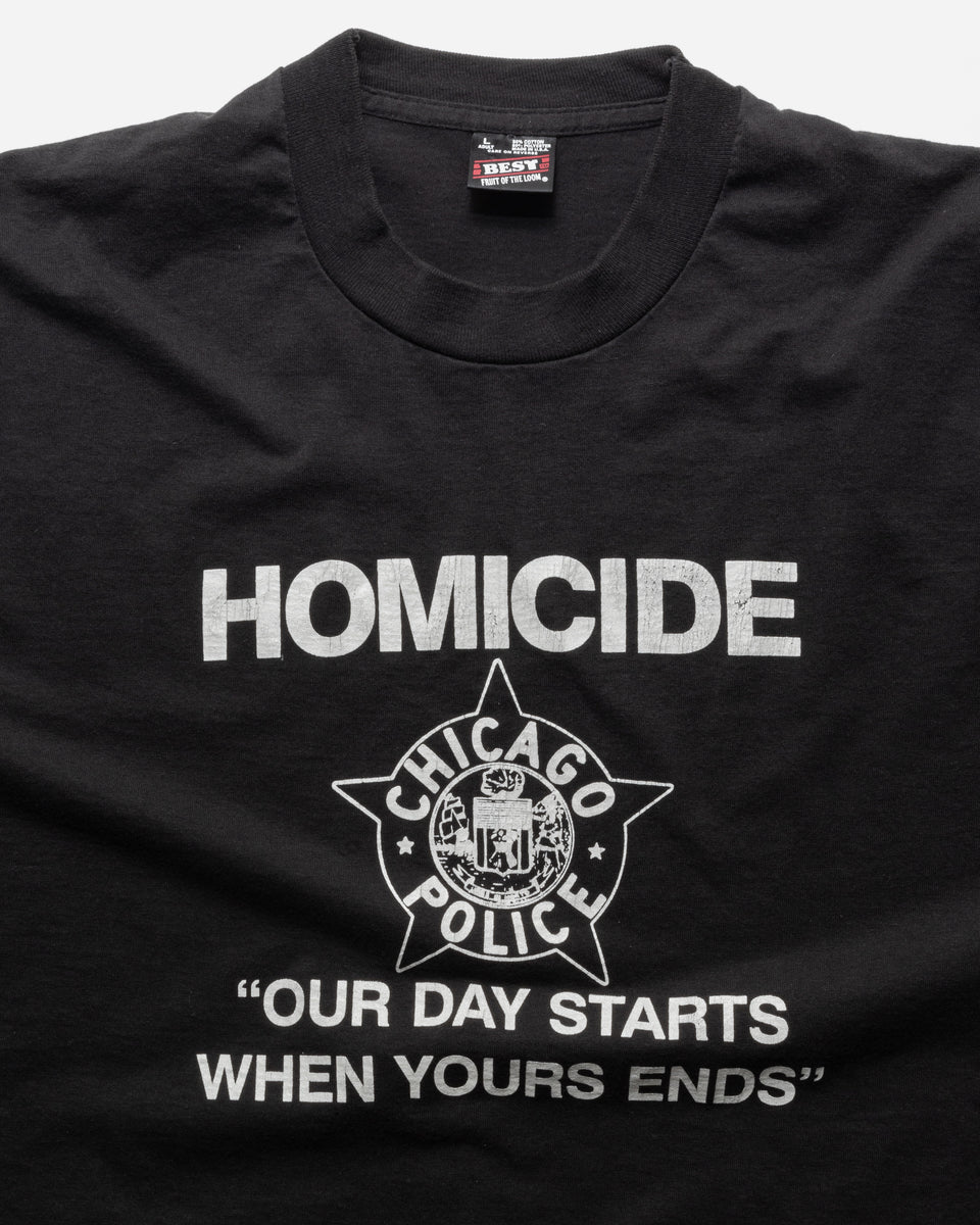 VINTAGE 1990S 'HOMICIDE' FADED BLACK TEE – UNSOUND RAGS