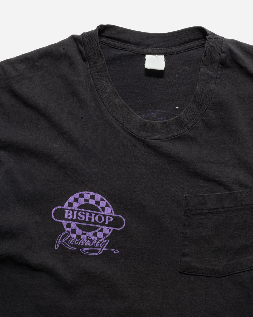 VINTAGE 1990S 'BISHOP RACING' FADED BLACK TEE – UNSOUND RAGS