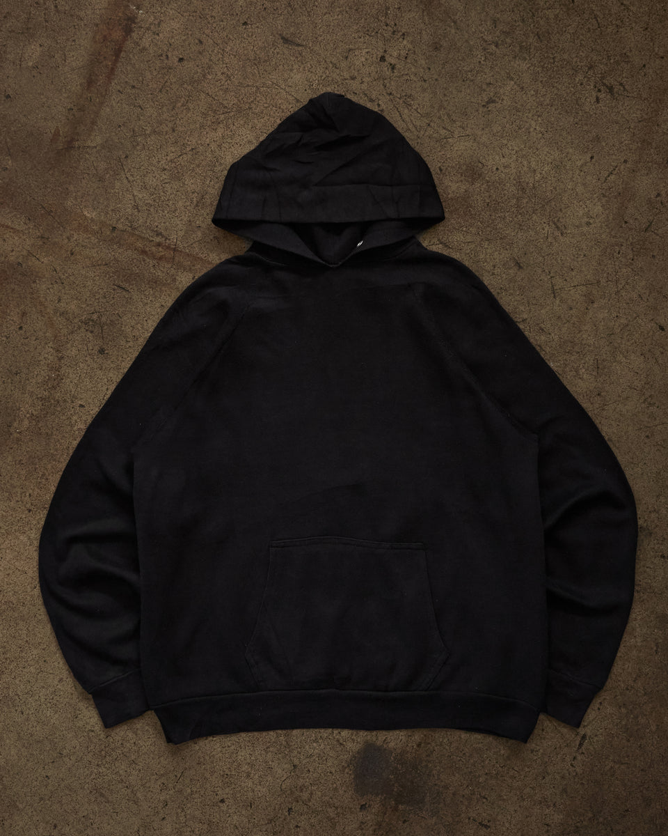 Faded Black Blank Raglan Hooded Sweatshirt - 1980s – UNSOUND RAGS