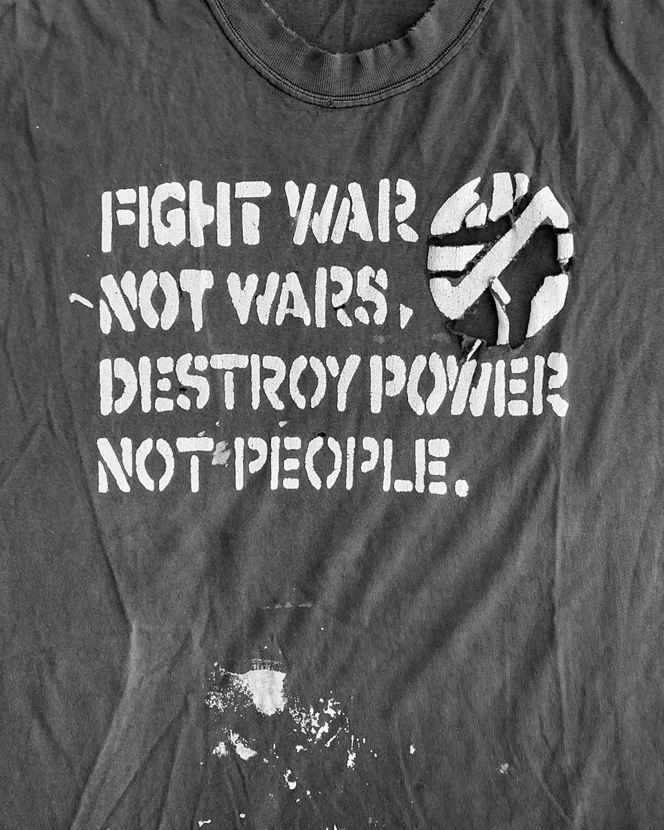 Thrashed “Fight War Not Wars” Crass Political Tee - 1990s – UNSOUND RAGS