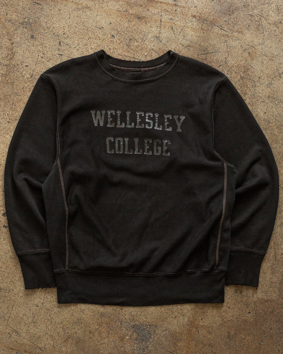 Over-Dyed Black "Wellesley College" Sweatshirt - 1990s – UNSOUND RAGS
