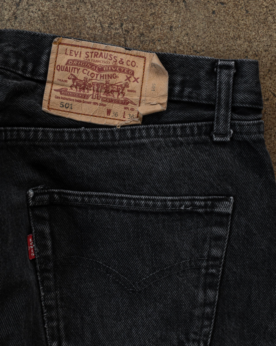 Levi's 501 Charcoal Black Distressed Jeans - 1990s – UNSOUND RAGS