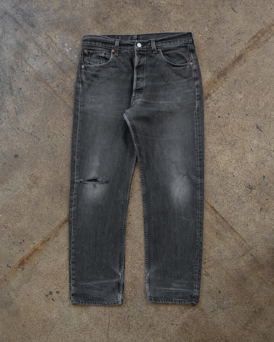 Levi's 501 Charcoal Grey Distressed & Repaired Jeans - 1990s – UNSOUND RAGS