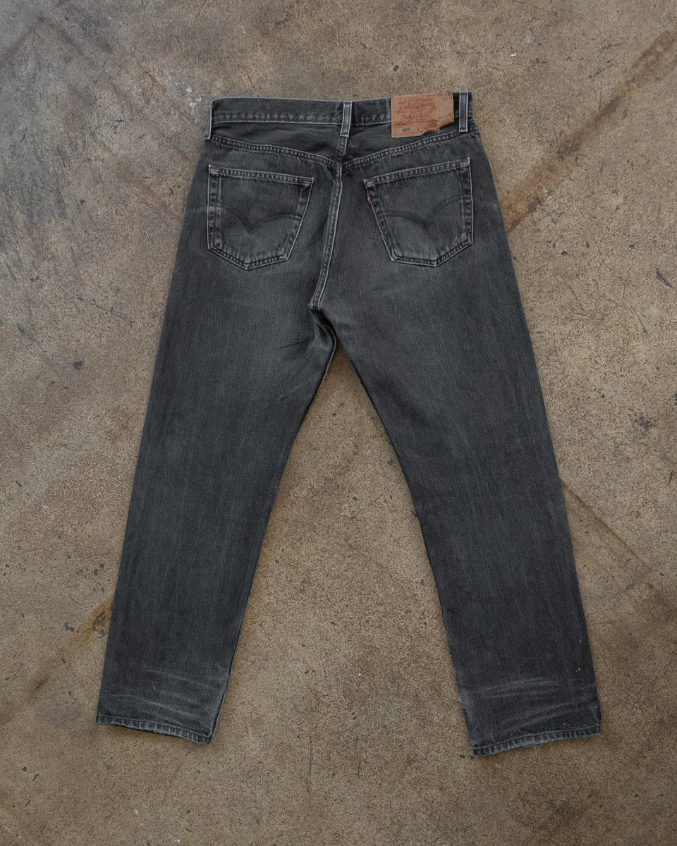 Levi's 501 Charcoal Grey Distressed & Repaired Jeans - 1990s – UNSOUND RAGS