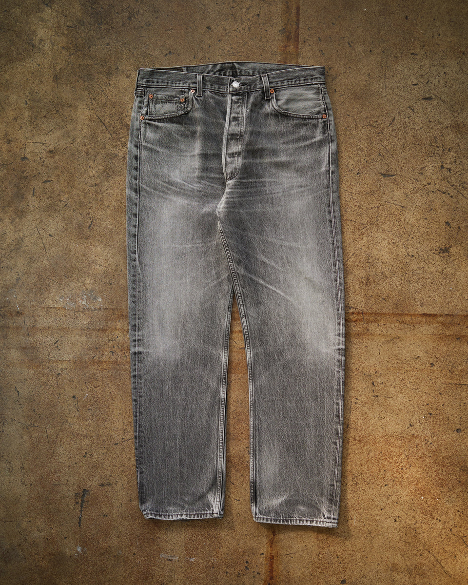 Levi's 501 Faded Charcoal Grey Repaired Jeans - 1990s – UNSOUND RAGS